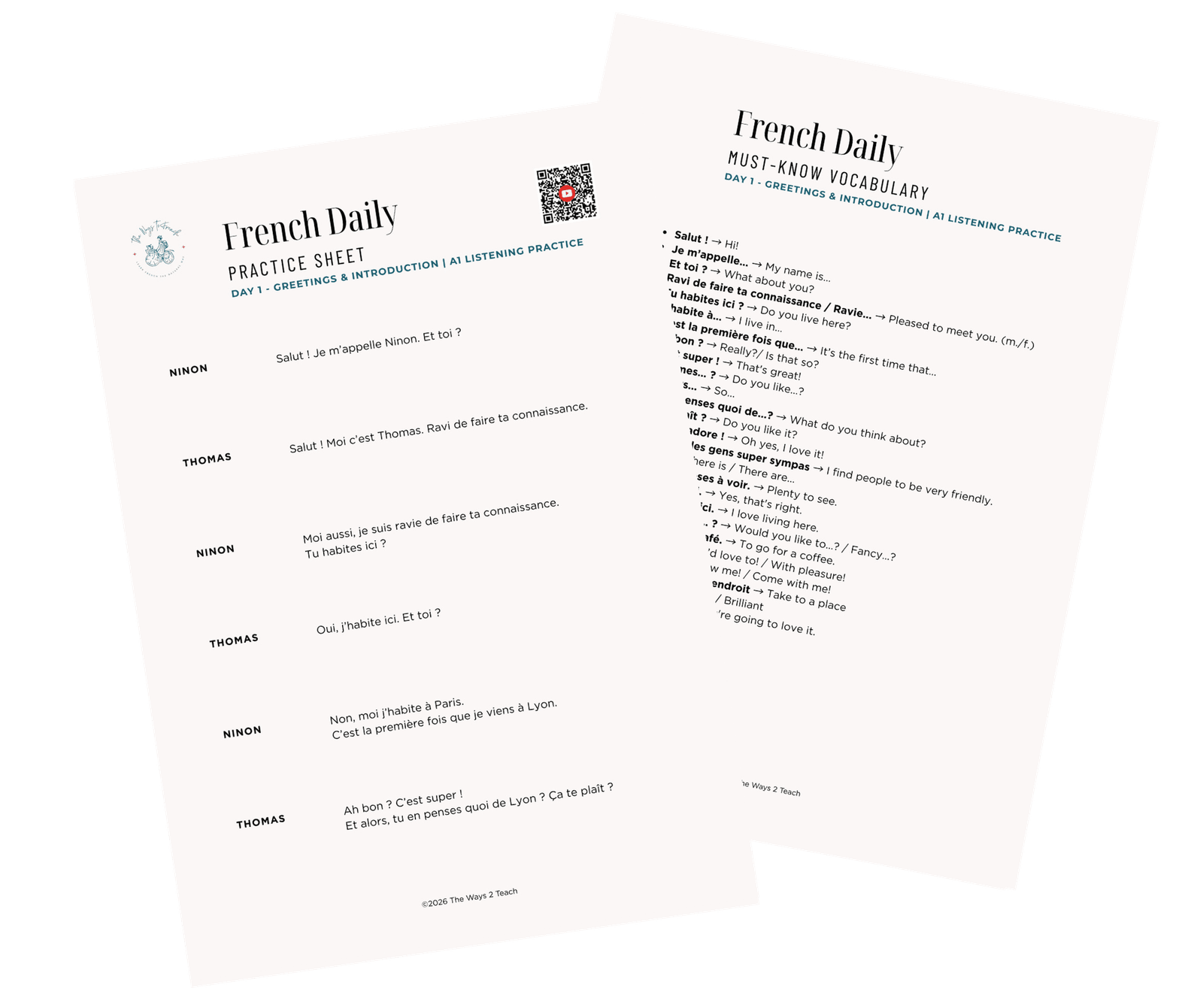 French Listening practice – A1 - The Ways to French